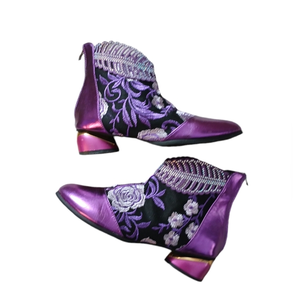 Socofy | Shoes | En Bloom Purple Rhinestone Embroidered Tapestrtmy ...
